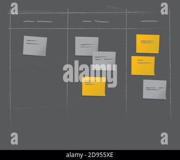 Scrum task board with sticky notes for agile software development ...