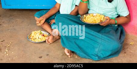 PUDUCHERRY, TAMIL NADU, INDIA - DECEMBER Circa, 2018. Unidentified poor ...
