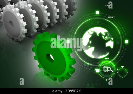 High quality 3d render gear in digital background Stock Photo - Alamy