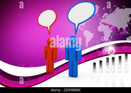 Two people talk in speech bubbles Stock Photo - Alamy