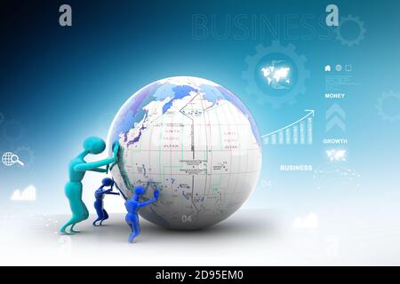 The strong persons push earth. Teamwork Business concept Stock Photo ...