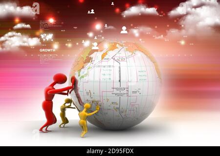 The strong persons push earth. Teamwork Business concept Stock Photo ...