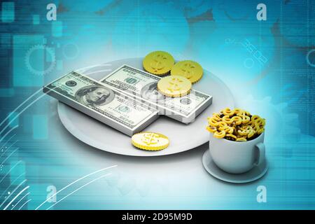 Dinner service with dollar. Financial concept on plate Stock Photo - Alamy