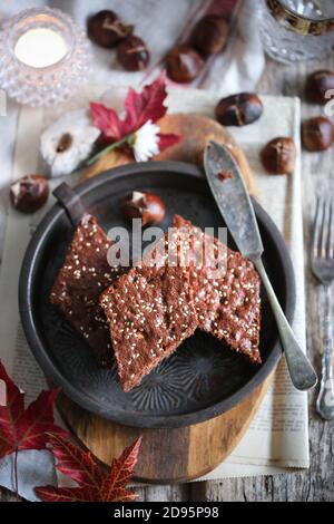 Chestnut, cocoa brownie Stock Photo - Alamy