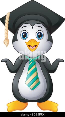 Cute cartoon penguin with wings. Vector illustration isolated on white ...