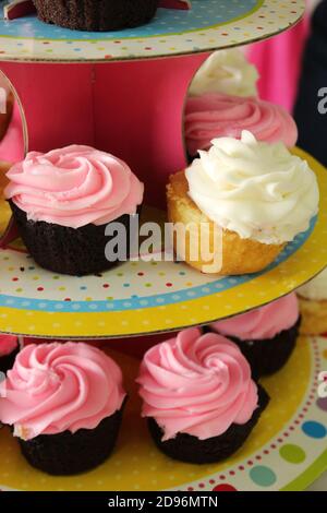 Child birthday cake. Decorated for kids. Blue color with pink shoes ...