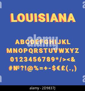 Louisiana vintage 3d vector lettering. Retro bold font, typeface. Pop ...