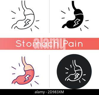 Indigestion icon Black line art vector in black and white outline set ...