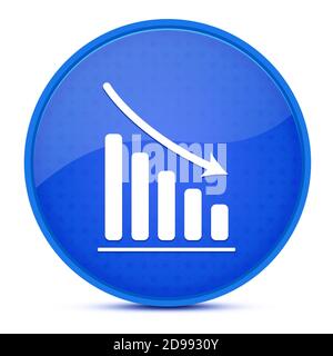 Statistics down aesthetic glossy blue round button abstract ...