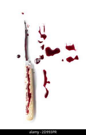 Kitchen knife bloody on white background Stock Photo - Alamy