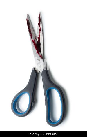 Bloody scissors isolated on white background Stock Photo - Alamy