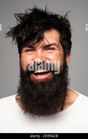 Good morning, happy funny man, smile face. Handsome smiling young guy ...