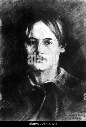 The french writer ALFRED JARRY ( 1873 - 1907 ) leaving his house at ...