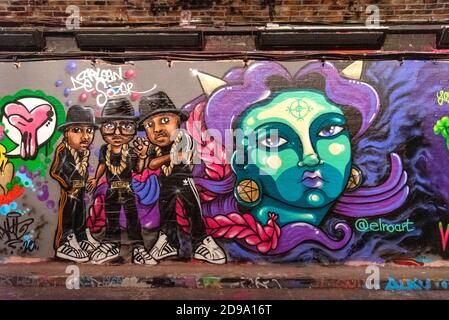 Graffiti of Run DMC seen at the famous Leake Street Tunnel under ...