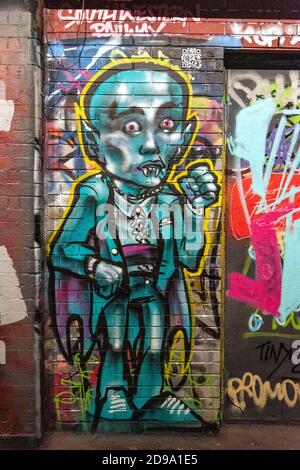 Graffiti of Dracula seen at the Halloween Paint Jam at the famous Leake ...