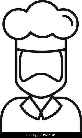 Smiling and happy chef with plate. line art vector illustration black ...