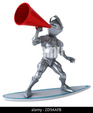Fun 3D cartoon knight surfing Stock Photo - Alamy