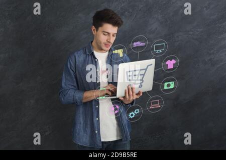 Collage of young handsome business man over isolated background looking ...