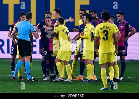referee Javier Alberola Rojas in discussion with Paco Alcacer of ...