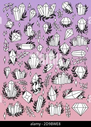 Crystal gem or gemstone quartz, jewel blue diamond, vector precious ...