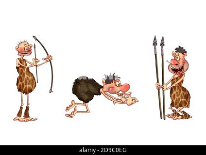Caveman cave in prehistoric era. Digital Painting Background ...