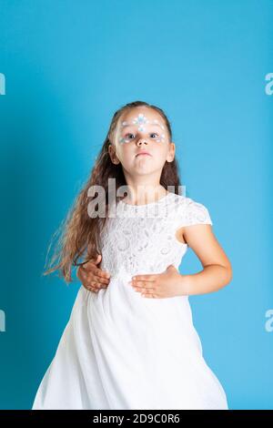 Happy surprise for princess. Surprised princess blue background. Funny ...