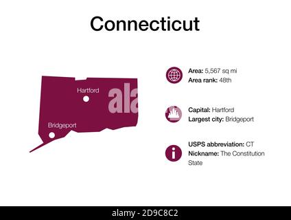Connecticut, political map with capital Hartford. State of Connecticut ...