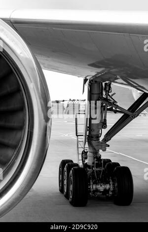 The chassis of the aircraft with a hydraulic rack, close-up Stock Photo ...
