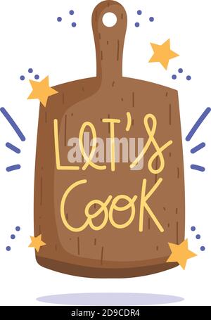 Lets Cook. Kitchen cutting board. Wall decor, poster, sign, quote ...