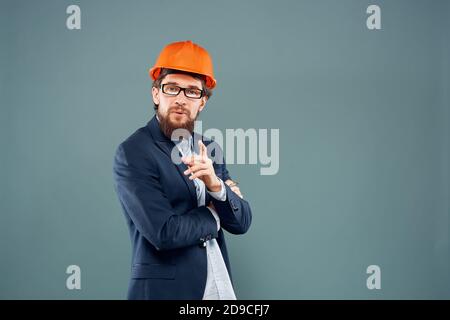 Engineer in orange paint job industry professional construction blue ...