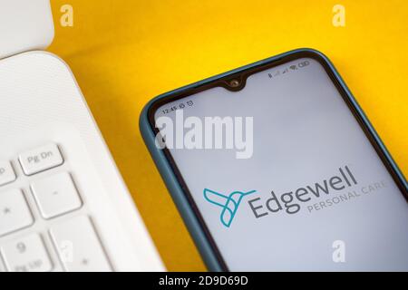 In this photo illustration, the Edgewell Personal Care logo is seen ...