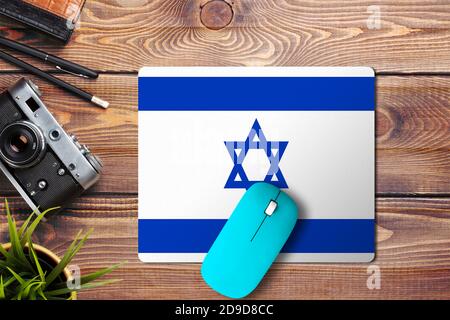 Tablet with Israel flag Stock Photo - Alamy