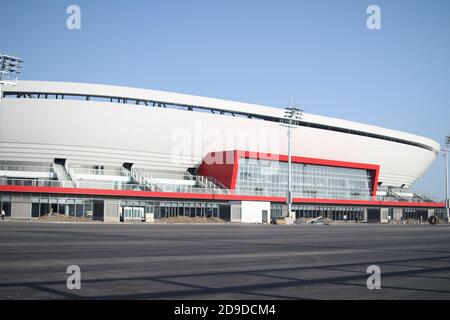 The exterior view of the newly constructed Pudong Football Stadium ...