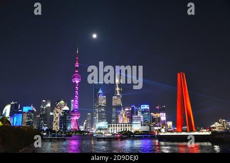 The Bund lights up to celebrate the 71st anniversary of the founding of ...