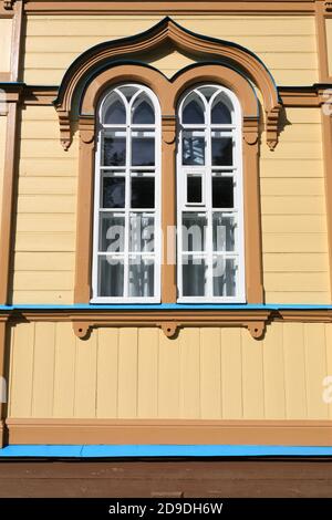 A residential wooden monastery building in the village of Fakel ...
