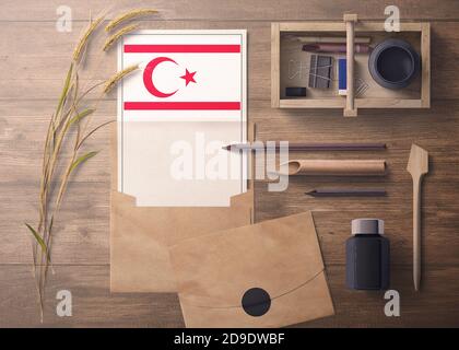 Cyprus invitation, celebration letter concept. Flag with craft paper ...