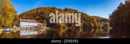 Autumn morning at lake Thal near Graz, Styria region, Austria Stock ...