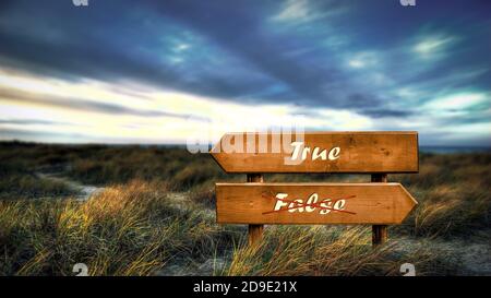 Street Sign the Direction Way to True versus False Stock Photo - Alamy