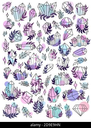 Blue magic crystal gem isolated angelite turquoise sadelite cartoon ...