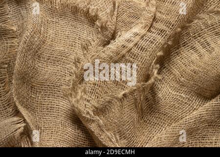 Texture of crumpled natural burlap close-up Stock Photo - Alamy