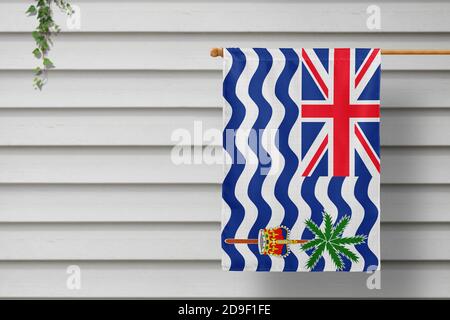 A small British Indian Ocean Territory flag on an abstract blurry ...