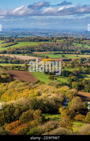 Herefordshire countryside in autumn from the Marcle Ridge near Much ...