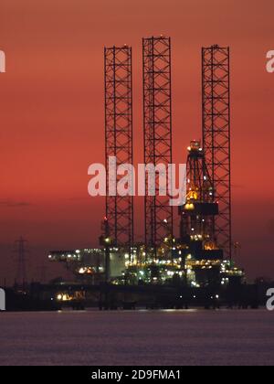 The "Ran" oil rig, owned by Borr Drilling, was built in 2013 in ...