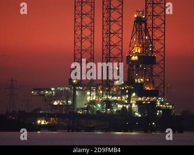 The "Ran" oil rig, owned by Borr Drilling, was built in 2013 in ...