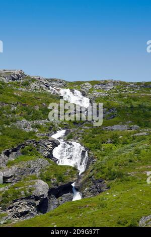 Two waterfalls in the valley Stock Photo - Alamy