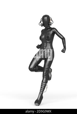 cyber soldier female landing, 3d illustration Stock Photo - Alamy