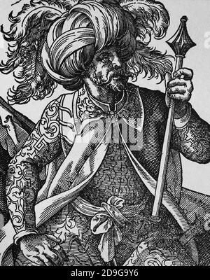 Modern era. Ottoman Empire. 16th century. Turk with shield and scepter ...