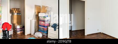 House Mess And Junk Declutter Before And After Stock Photo - Alamy