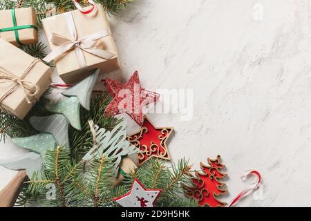 Beautiful Christmas composition on light background Stock Photo - Alamy