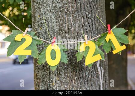 Garland with figure 2021 outdoors Stock Photo - Alamy